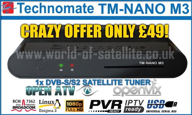 Technomate TM-Nano-M3 DVB-S/S2 Enigma 2 Linux HD Digital Satellite Receiver